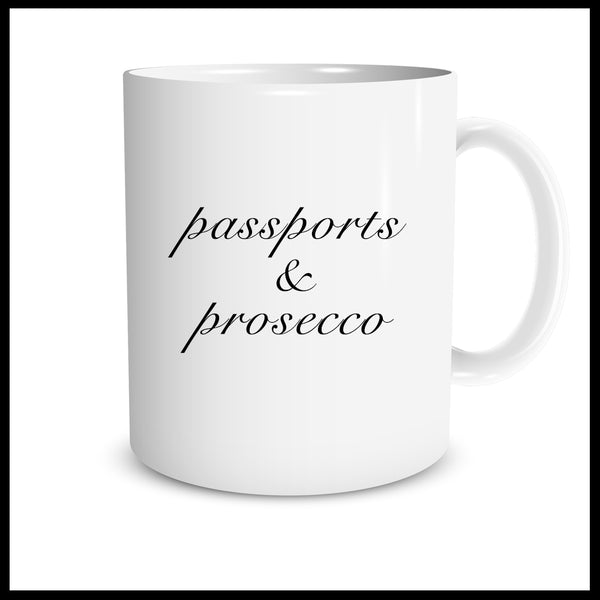 passports & prosecco (script) - Mantra Mugs